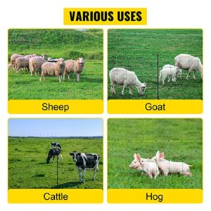 VEVOR Electric Fence Netting, 35.4" H x 164' L, PE Net Fencing with 14 Posts Double Spiked, Utility Portable Mesh for Goats, Sheep, Lambs, Deer, Hogs, Dogs, Used in Backyards, Farms and Ranches, Green