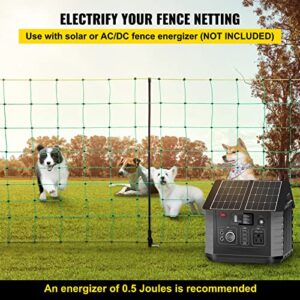 VEVOR Electric Fence Netting, 35.4" H x 164' L, PE Net Fencing with 14 Posts Double Spiked, Utility Portable Mesh for Goats, Sheep, Lambs, Deer, Hogs, Dogs, Used in Backyards, Farms and Ranches, Green