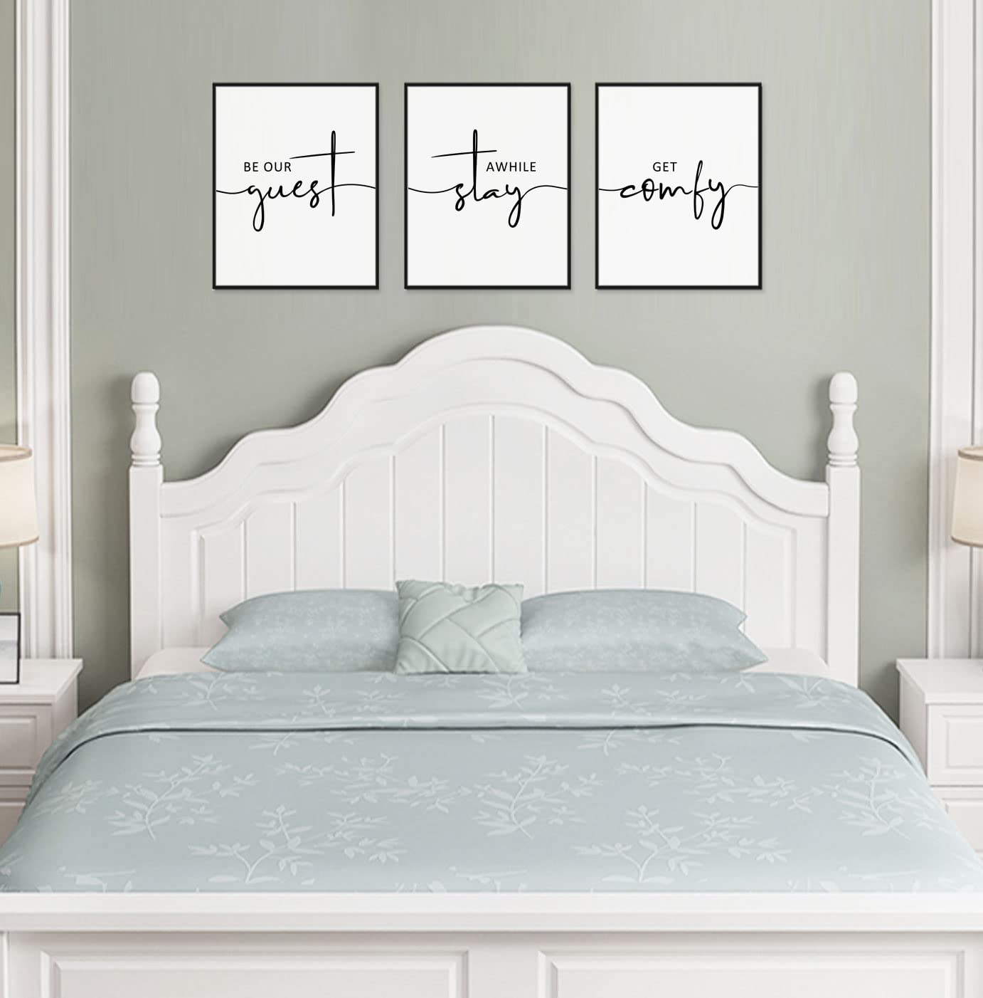 Guest Room Wall Art Be Our Guest Stay Awhile Get Comfy Over The Bed Sign Wall Decor Bedroom Artwork Pictures New Home Decor UNFRAMED 11x14inch