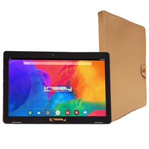 LINSAY 10.1" 1280x800 IPS 2GB RAM 32GB Storage Android 11 Tablet with Light Brown Leather Case, Pop Holder and Pen Stylus