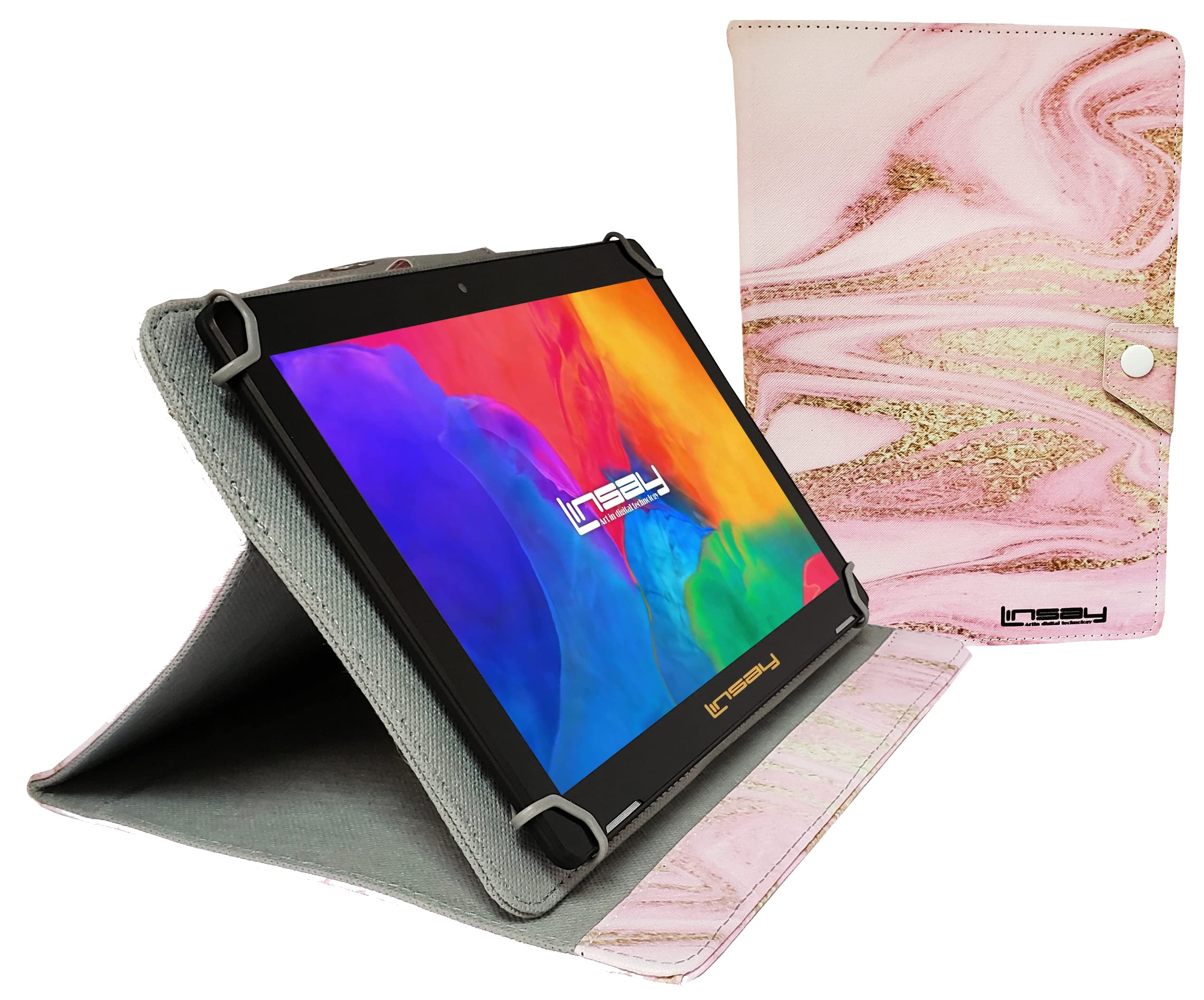 LINSAY 10.1" 1280x800 IPS 2GB RAM 32GB Android 11 Tablet with Pink Glaze Case, Pop Holder and Pen Stylus