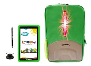 linsay 7" 2gb ram 32gb storage android 12 tablet with green kids defender case, led backpack, pop holder and pen stylus