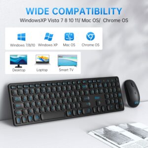 Rechargeable Wireless Keyboard and Mouse Combo, UHURU 2.4G Cordless Keyboard Mouse, Ultra-Thin Keyboard,3 Level DPI Mouse, Energy-Saving Keyboard Mice, Compatible with Windows/Mac OS/Laptop/PC