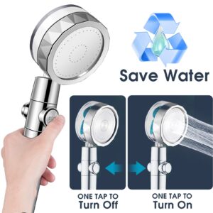 COKOKERT Handheld Power Shower Head,Vortex Shower Head with Filter and Pause Switch,Removable Propeller Driven Shower Head,Water Saving 360 Power Shower Head,Hydro Jet Shower Head…