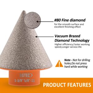 Diamond Beveling Chamfer Bit - BGTEC 2"(50MM) Tile Tool for Existing Holes Enlarging Shaping Trimming Tile Marble Granite Ceramic, Tile Drill bits for Angle Grinder, 5/8"-11 Thread