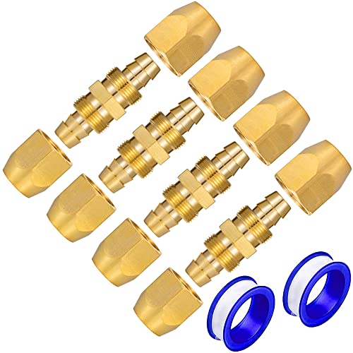 Breezliy 4PCS Soild Brass Air Reusable Hose Splicer For 1/4-Inch ID Hose,Hose Air Hose Repair Fitting (4 Pack 1/4 Inch)