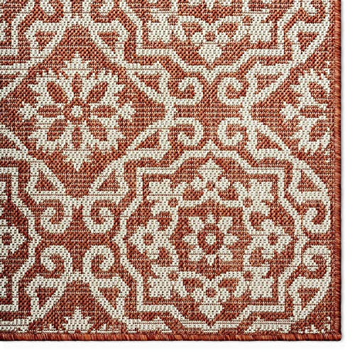 Nicole Miller New York Patio Country Danica Transitional Geometric Indoor/Outdoor Area Rug, Terracotta/Ivory , 7'9"x10'2"