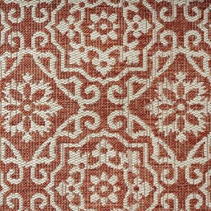 Nicole Miller New York Patio Country Danica Transitional Geometric Indoor/Outdoor Area Rug, Terracotta/Ivory , 7'9"x10'2"