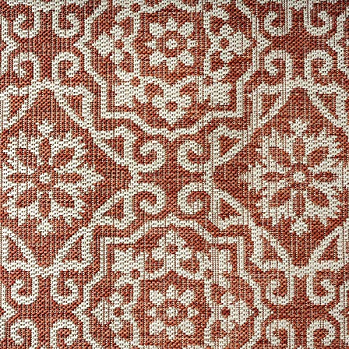 Nicole Miller New York Patio Country Danica Transitional Geometric Indoor/Outdoor Area Rug, Terracotta/Ivory , 7'9"x10'2"