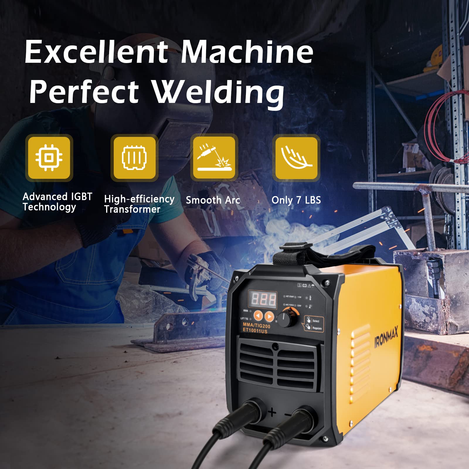 Goplus MMA/TIG 200 Stick Welder, 110V/220V Hot Start ARC Welding Machine, IGBT Digital Display LCD with Electrode Holder Face Shield