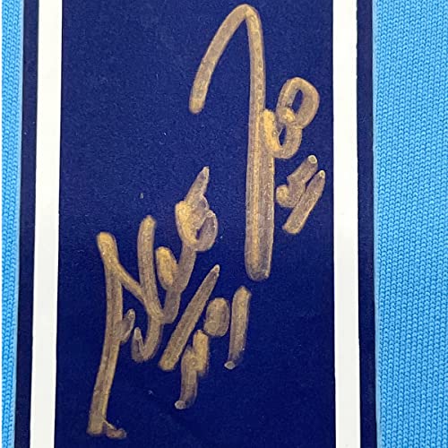 Framed Autographed/Signed Sergio Kun Aguero 33x42 Manchester City Blue Soccer Futbol Jersey Beckett BAS COA