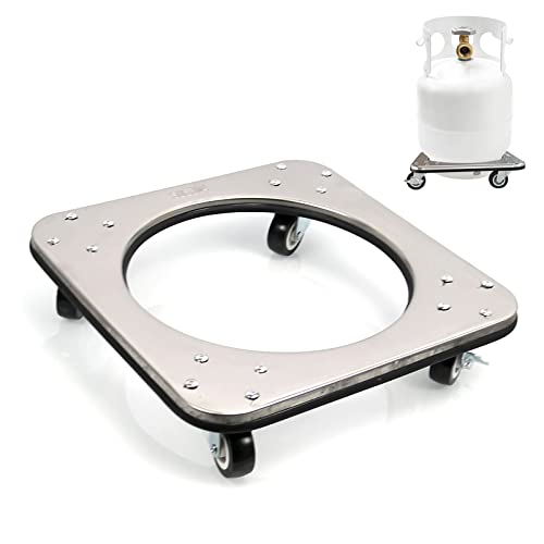 CNQLIS 304 Movable Propane Cylinder Base,Propane Tank Stand Dolly with Brake Wheel,5-30ib Gas Cylinder Fixed Shelf for Cylinder Consignment and Stationary Storage,Used to Carry Buckets