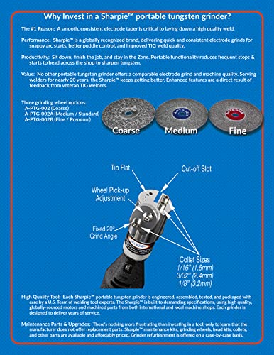 Sharpie SD Corded Tungsten Electrode Sharpener Grinder, 20° Grind Angle