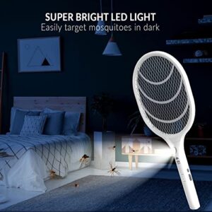 WBM Smart Bug Zapper with LED Night Light, 3,000 Volt Mosquito Electric Fly Swatter | USB Rechargeable |Fly Trap Racket Use for Indoor & Outdoor – 2 Pcs