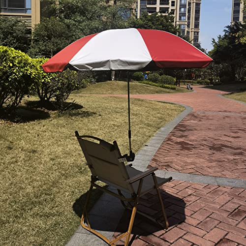 GRANDMEI Chair Umbrella with Universal Clamp,46 inches UPF 50+ Clip on Parasol for Patio chair Beach Chairs Wheelchairs Golf Carts (Dark Blue)