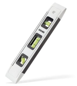 dowell magnetic torpedo level mini bubble level box spirit level alloy frame 180/90/45 degree 9-inch (1, white)