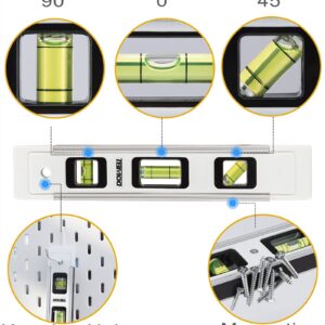 DOWELL Magnetic Torpedo Level Mini Bubble Level Box Spirit Level Alloy Frame 180/90/45 Degree 9-Inch (1, White)