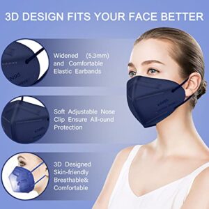 KN95 Face Mask 30 PCS TIMZON 5-Ply Face Mask KN95 Cup Dust Safety Masks Breathable Masks for Men & Women (Dark Blue)