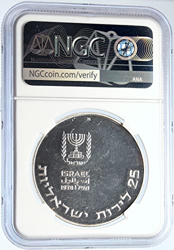 1976 IL 1976 ISRAEL Pidyon Haben Menorah Israeli Old Proo 25 Lirot PF 66 CAMEO NGC