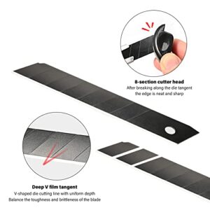 EHDIS 18MM Snap Off Blades Carbon Steel Replacement Blade Fits for 18mm Utility Knife & Box Cutter (20, 60 degree-Black)