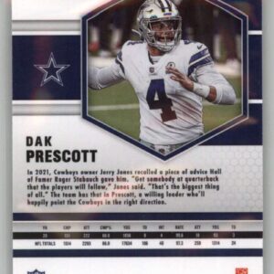 2021 Panini Mosaic #58 Dak Prescott Dallas Cowboys Official NFL Football Trading Card in Raw (NM or Better) Condition