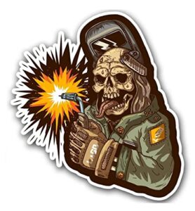 3 pcs zombie + usa welder sticker welding decals for hard hat, window, car, usa patriotic. made of vinyl, waterproof, uv resistant