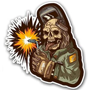 3 pcs Zombie + USA Welder Sticker Welding Decals for Hard Hat, Window, Car, USA Patriotic. Made of Vinyl, Waterproof, UV Resistant