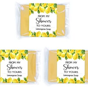 Lemon From My Shower to Yours Favors, DIY Set of 24, Mini Soap Favors for Baby or Bridal Shower, All Natural & Vegan