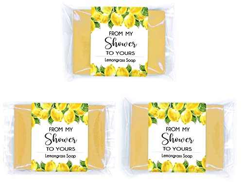 Lemon From My Shower to Yours Favors, DIY Set of 24, Mini Soap Favors for Baby or Bridal Shower, All Natural & Vegan