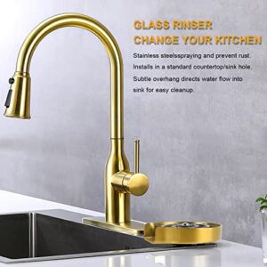 Metal Kitchen Sink Glass Rinser, Sprayer Faucet Bottle Washer Cup Cleaner Kitchen Sink Accessories, Quick Rinse for Home Bar Faucet, Gold