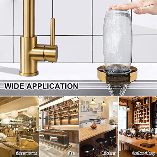 Metal Kitchen Sink Glass Rinser, Sprayer Faucet Bottle Washer Cup Cleaner Kitchen Sink Accessories, Quick Rinse for Home Bar Faucet, Gold