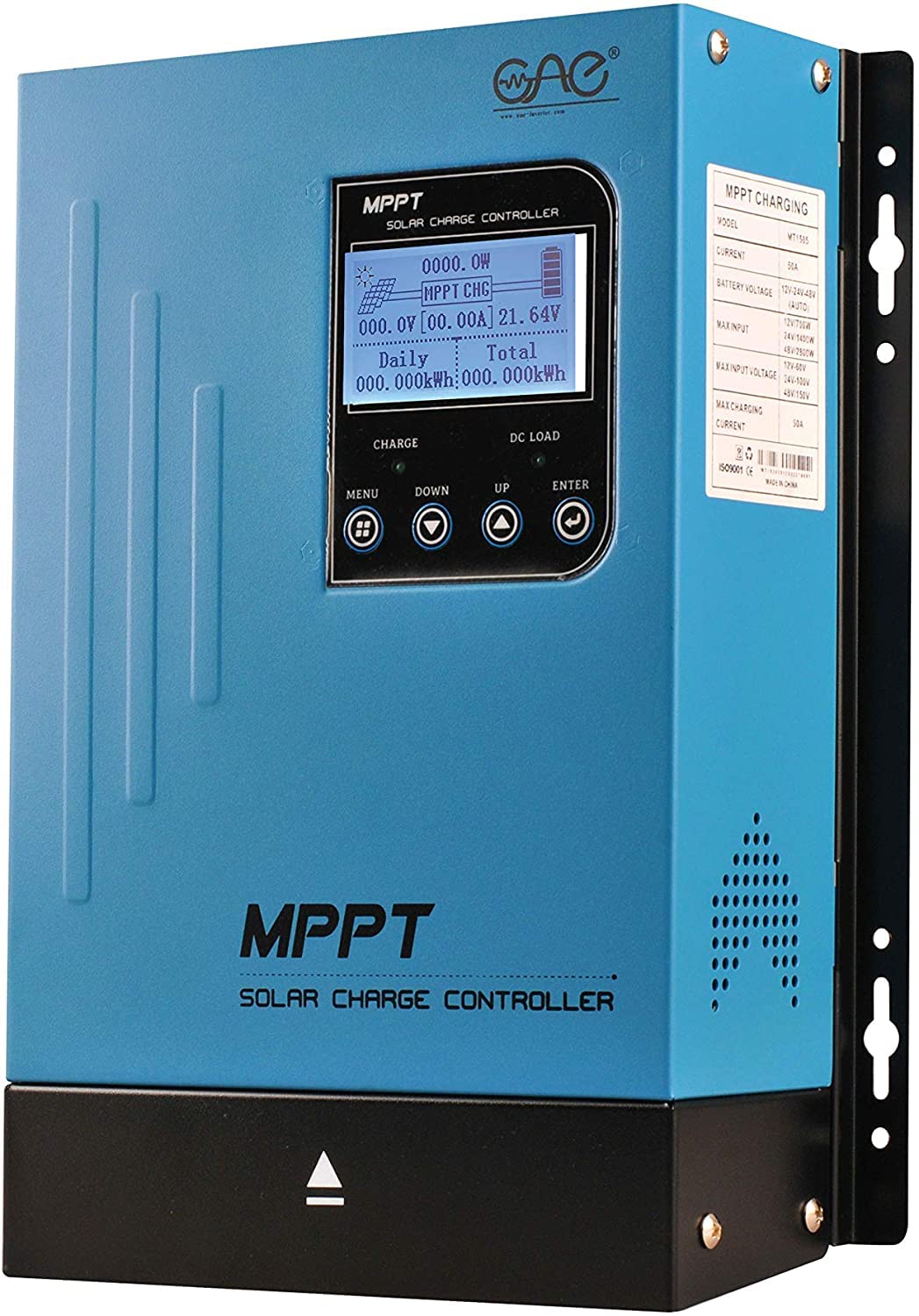 60A MPPT Solar Charge Controller 12V24V48V Auto Battery Regulator Solar Panel Max 150V Input for Lithium, Sealed, Gel, and Flooded Batteries (Blue)