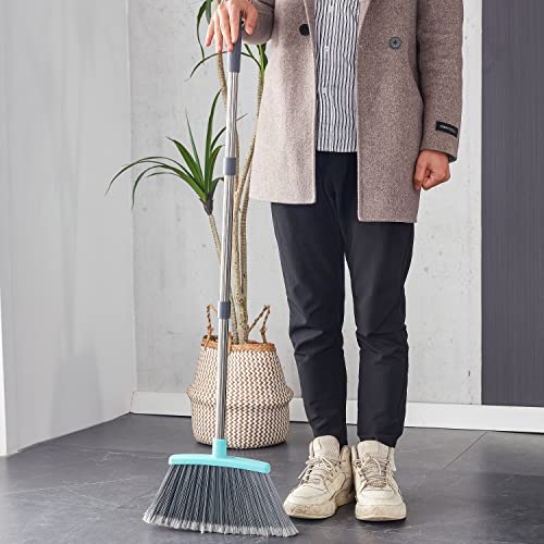 SELPONT tpan Set Broom with Dustpan Combo Set Extendable Long Handle Brooms for Floor Cleaning Upright Standing Dustpans with Teeth Lightweight Dust pan and Brush Combo for Indoor Outdoor