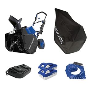 snow joe 24v-x2-sb18-tv1 24-volt ionmax snow blower bundle (w/ 2 x 4.0-ah batteries, dual port charger, cover, ice dozer)