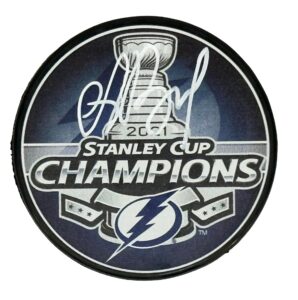 andrei vasilevskiy autographed signed 2021 stanley cup puck tampa bay lightning jsa coa