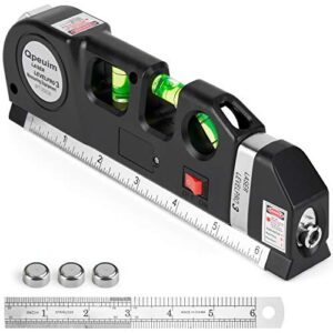 laser level tool, multipurpose laser level kit standard cross line laser level laser line leveler beam tool with metric rulers by qpeuim