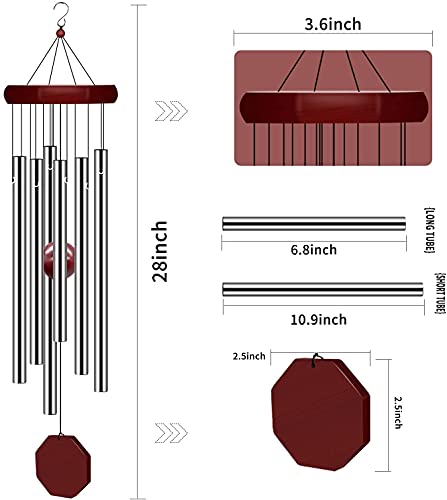 4 Pack Pgzsy Memorial Wind Chimes Outdoor Large Deep Tone, Outdoor Sympathy Wind-Chime Personalized with 6 Tuned Tubes, Elegant Chime for Garden Patio Balcony and Home