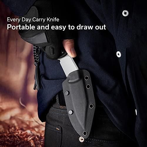 SENCUT Waxahachie Fixed Blade Knife, Full Tang Clip Point Satin 9Cr18MoV Blade with G10 Handle, Kydex Sheath, Waist T-clip for EDC Survival Hunting Camping Outdoor Everyday Carry SA11A