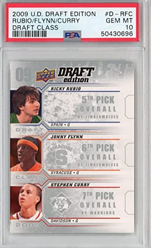 Graded 2009-10 Upper Deck UD Draft Edition Stephen Steph Curry Ricky Rubio Johnny Flynn #D-RFC Class Rookie RC Basketball Card PSA 10 Gem Mint