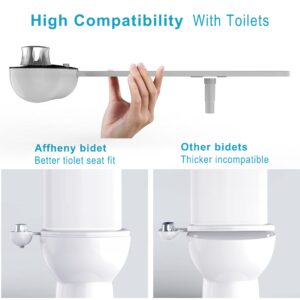 Affheny Bidet Attachment for Toilet , Cold Water Non-Electric Bidet Toilet Water Sprayer with Adjustable Water Pressure Nozzle , Angle Control & Easy Installation（Black）