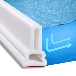 78 inch collapsible shower water dam silicone shower threshold water stopper barrier retention system for bathroom kitchen wet and dry separation, wheelchair accessible, white (2m / 78in)