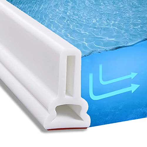 78 Inch Collapsible Shower Water Dam Silicone Shower Threshold Water Stopper Barrier Retention System for Bathroom Kitchen Wet and Dry Separation, Wheelchair Accessible, White (2m / 78in)