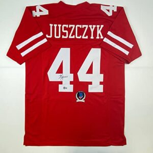 autographed/signed kyle juszczyk san francisco red football jersey beckett bas coa