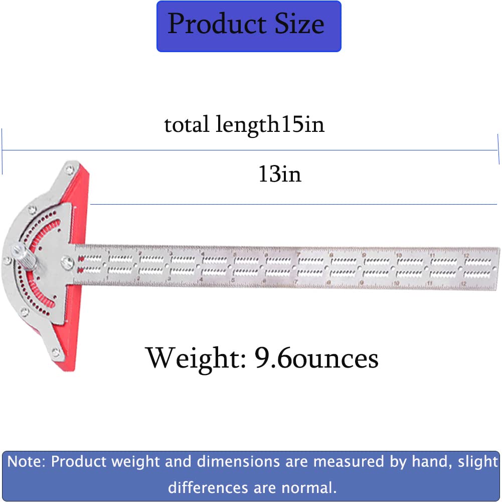 Woodworkers Edge Rule, Marking Tools Angle Measure , 0-70 Degree Stainless Steel Adjustable Protractor Angle Finder Ruler,for Drawing and Carpentry Construction 15inch .