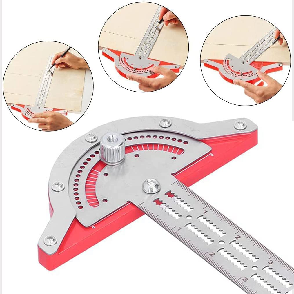 Woodworkers Edge Rule, Marking Tools Angle Measure , 0-70 Degree Stainless Steel Adjustable Protractor Angle Finder Ruler,for Drawing and Carpentry Construction 15inch .