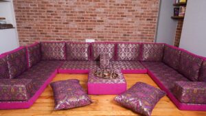 premium u shaped arabic sofa set, floor cushions, arabic seating floor sofa, cnc cutted backrests, moroccan sofas, arabic majlis (u sofa only)