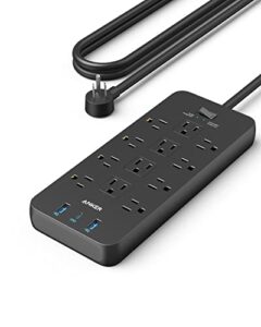 surge protector power strip (2100j), anker 12 outlets with 1 usb c and 2 usb ports foriphone 15/15 plus/15 pro/15 pro max, 5ft extension cord, flat plug, 20w usb c charging for home, office,tuv listed