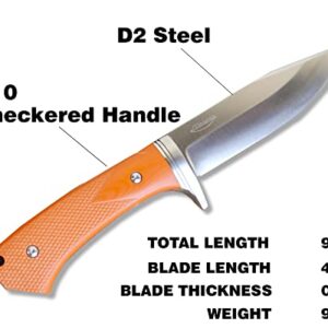 Masano Outdoor Multi Fulltang Knife MASANO03 Orange masano03-or D2 Steel 9.4" Blade G10 Handle Kydex Sheath Camping Bushcraft