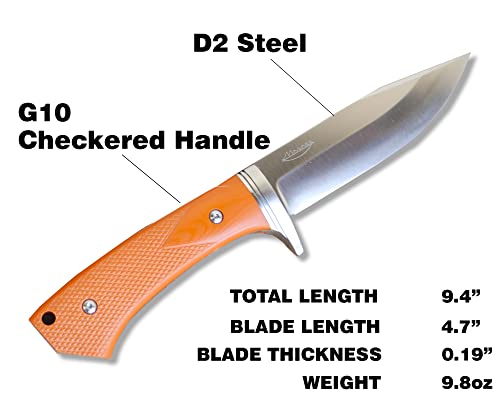 Masano Outdoor Multi Fulltang Knife MASANO03 Orange masano03-or D2 Steel 9.4" Blade G10 Handle Kydex Sheath Camping Bushcraft