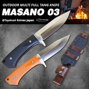 Masano Outdoor Multi Fulltang Knife MASANO03 Orange masano03-or D2 Steel 9.4" Blade G10 Handle Kydex Sheath Camping Bushcraft